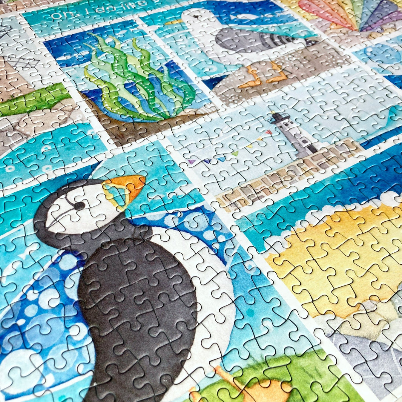 Seaside Jigsaw Puzzle - 1000 pieces - Puffin, Seagull, Crab, Boat ...
